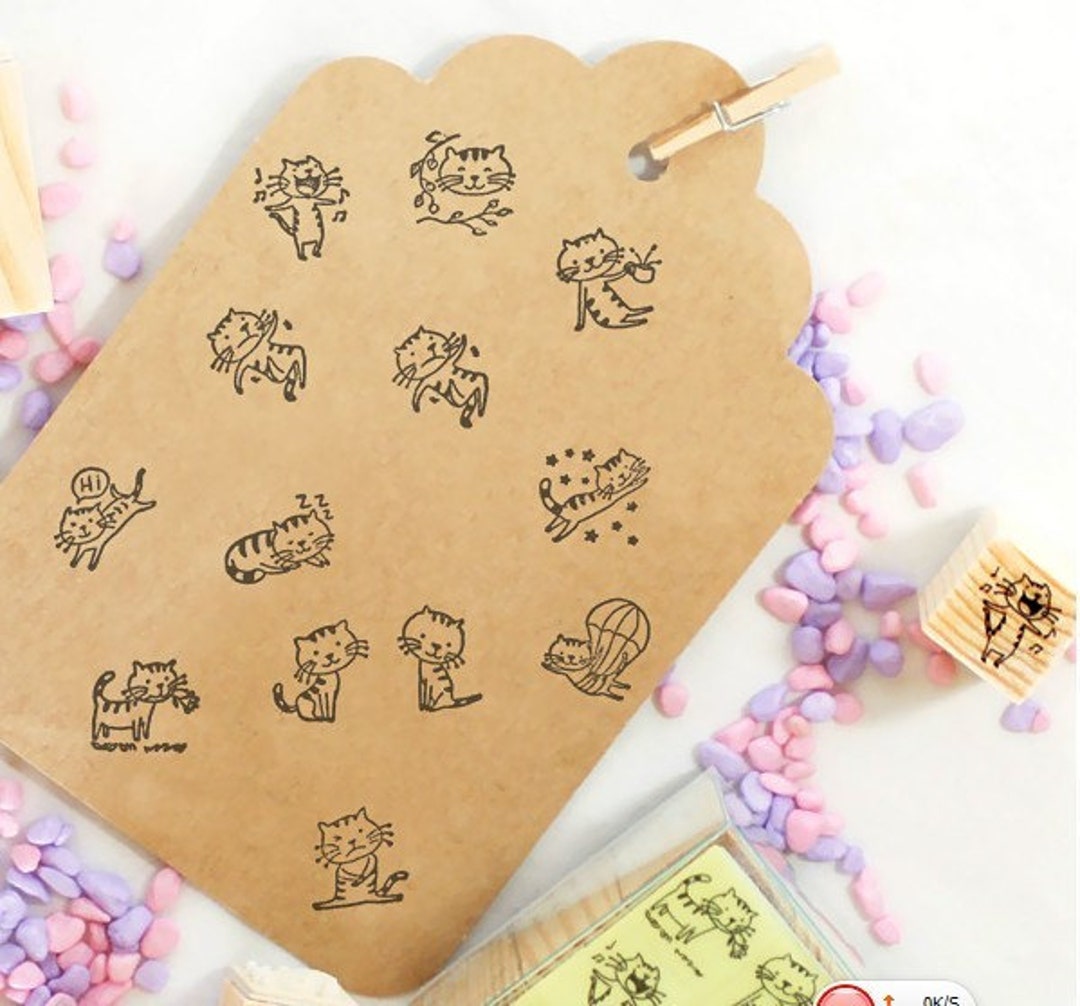 12pcs/set Cat Stamps Set Rubber Stamp Set Diary Stamps - Etsy