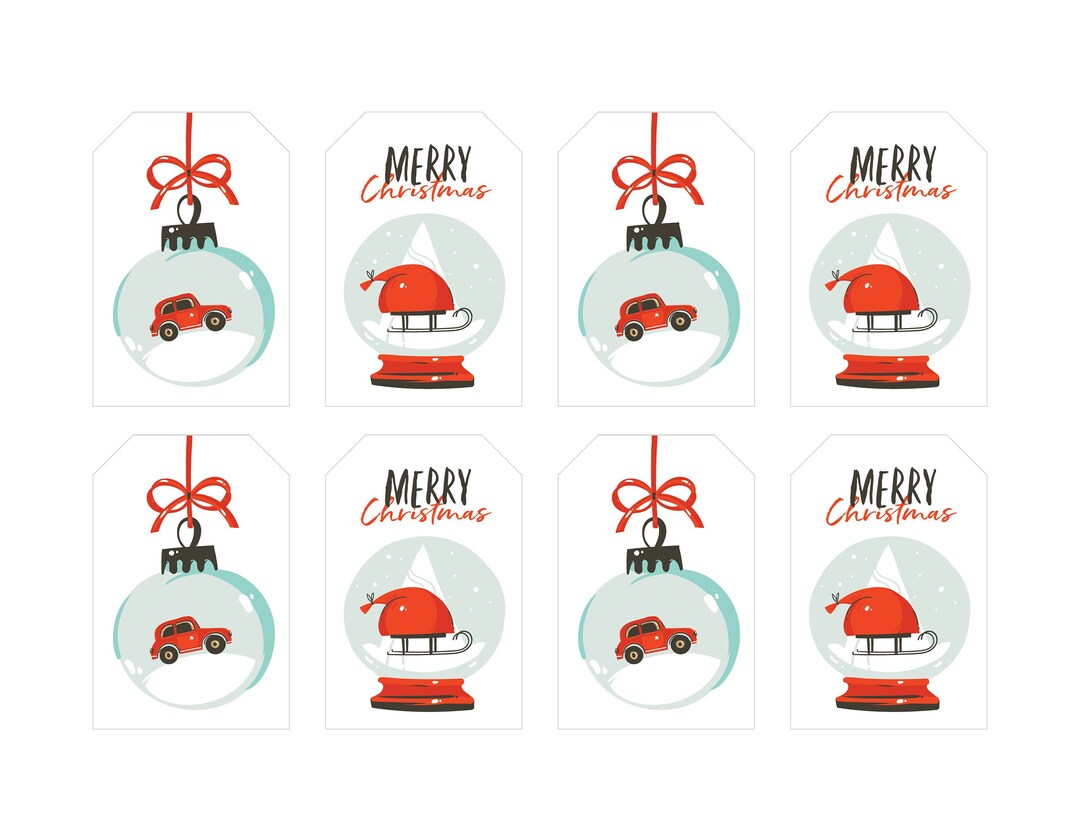 Snow Globe Christmas Gift Tags Present Christmas Gift Tags Printable ...