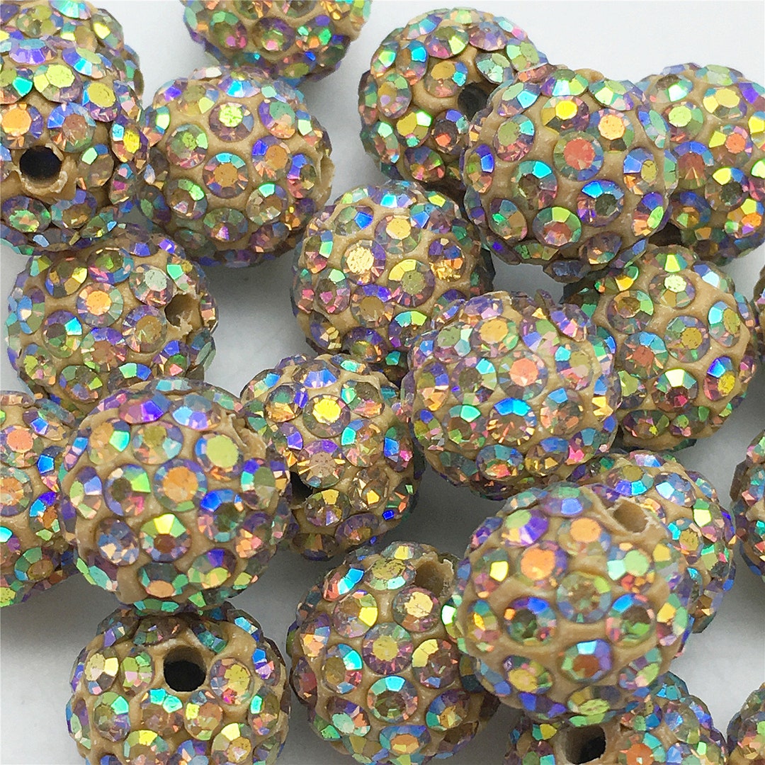 20pcs X10mm Mystic Gold Paved Crystal Beads,disco Balls, Premium Czech ...