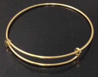 Adjustable Wire Bangle Bracelet . Polished Gold Plated / 1 Pcs - Etsy