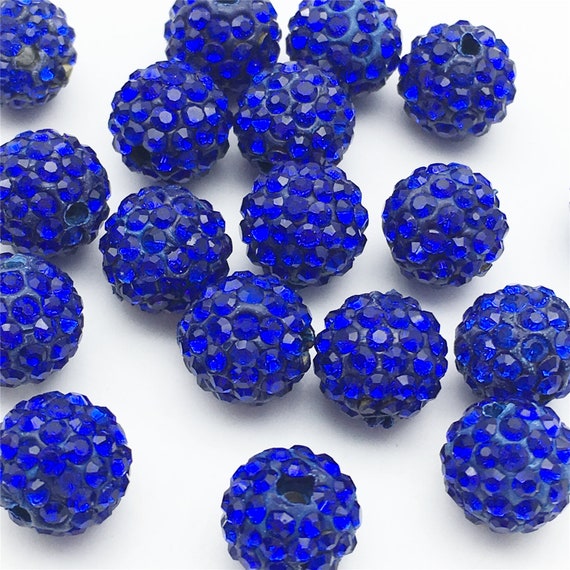 Bulk 20 Pcs 8mm 10mm 12mm Dark Blue Paved Crystal Beads disco | Etsy