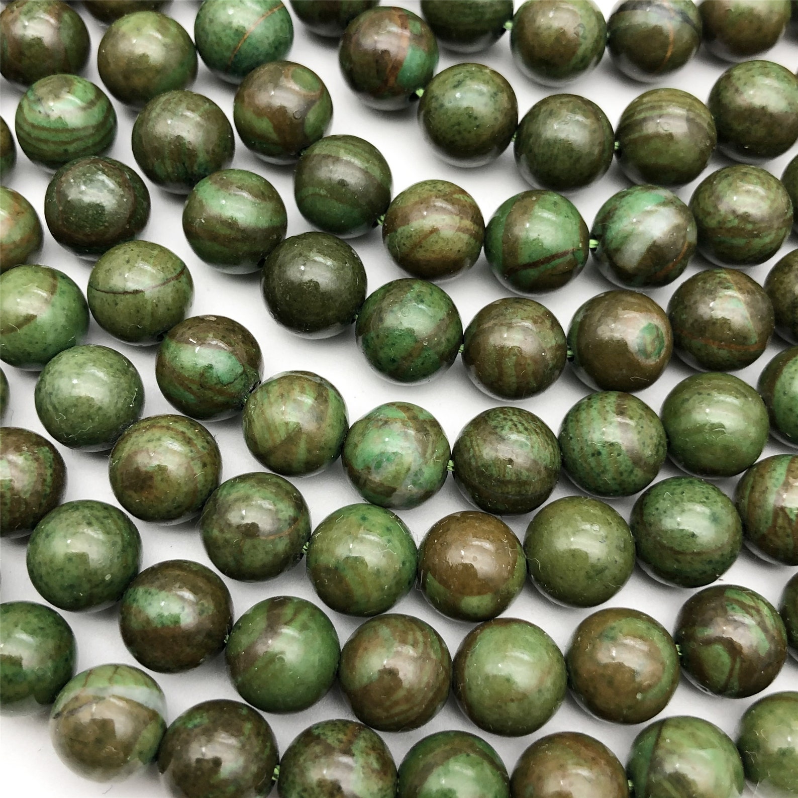 Green Rhodonite Round Beads 8mm 10mm Gemstone Beads full - Etsy
