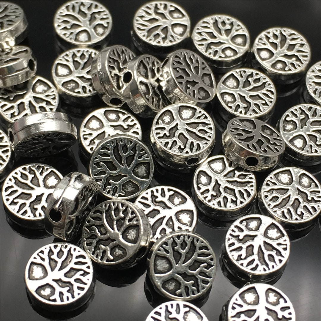 Bulk 50pcs Antique Silver Tree Beads,tree of Life Charms,spacer Beads ...