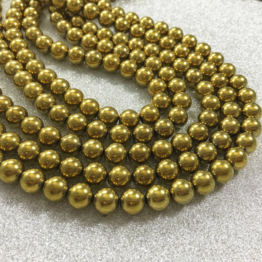 1 Full Strand Gold Hematite Beads6mm 8mm 10mm Hematite Round | Etsy