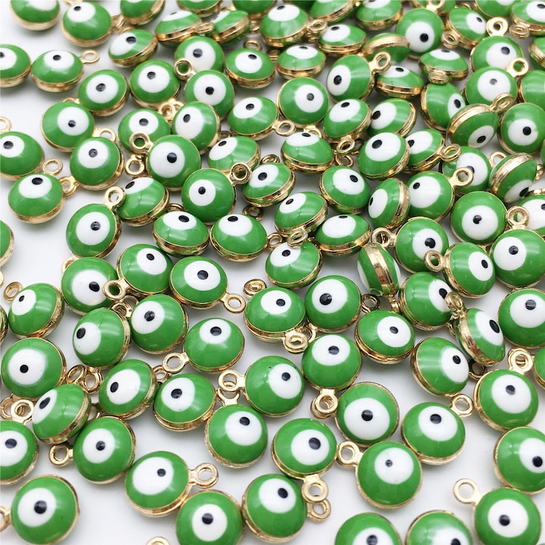 Bulk 30pcs Gold Plated Evil Eye Charms 6mm Green Evil Eye | Etsy