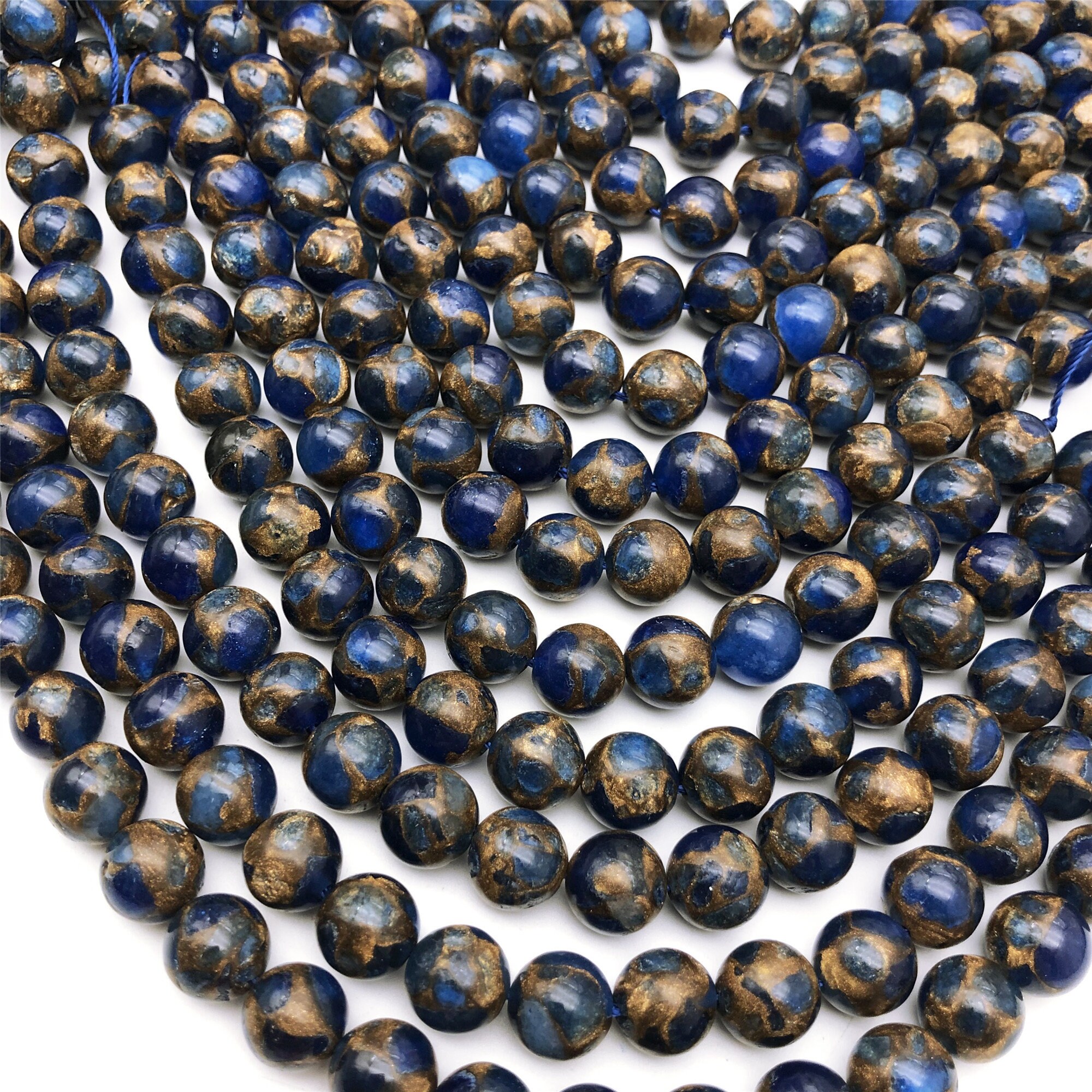 Dark Blue Mosaic Quartz Beads 6mm/8mm/10mm/12mm Gemstone - Etsy UK