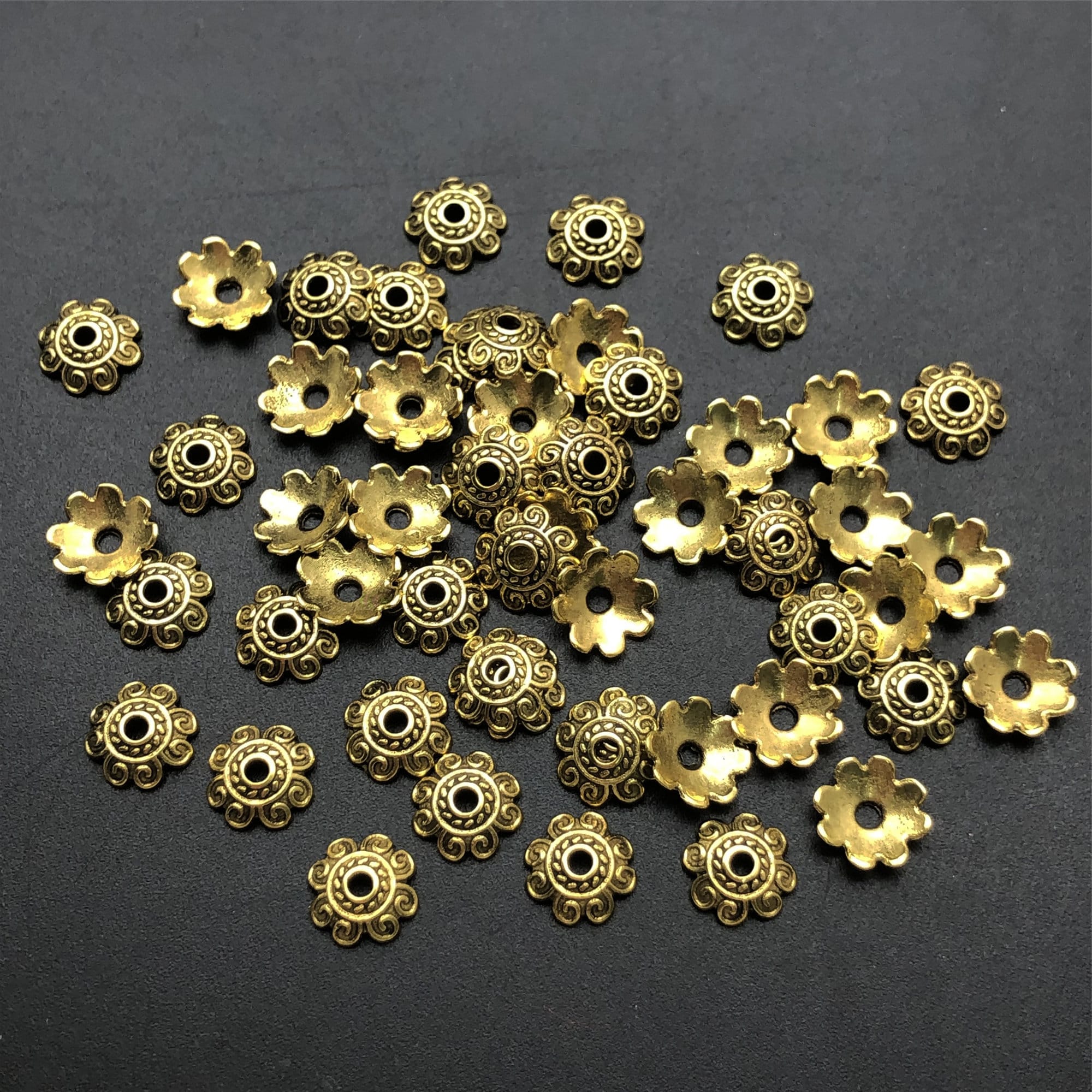 50pcs Antique Gold Flower Spacer Beads8mm Metal Beads - Etsy UK