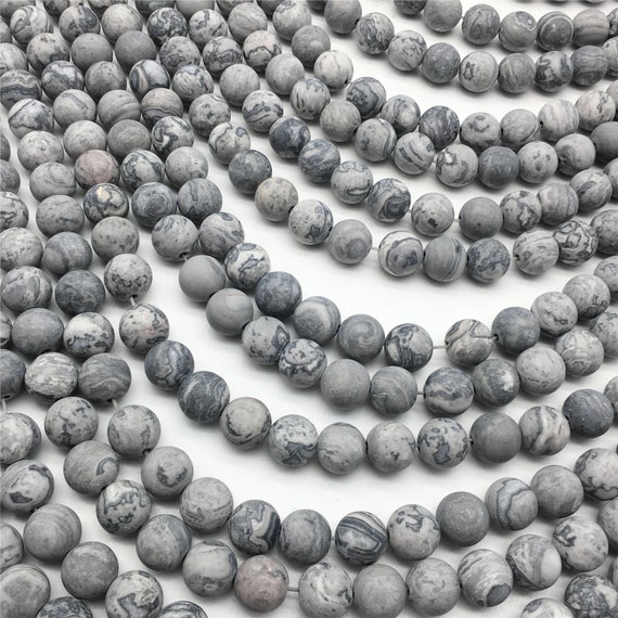Matte Grey Map Jasper Beadsgemstone Loose Beads 6mm 8mm 10mm - Etsy