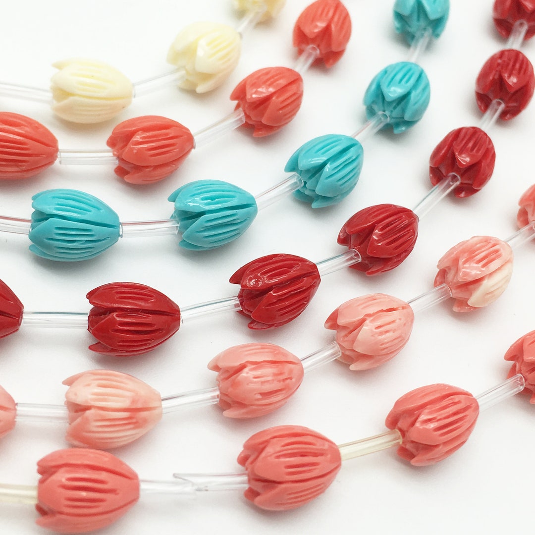 20pcs Pikake Beads ,jasmine Flower Beads, Coral Carved Flower Beads ...