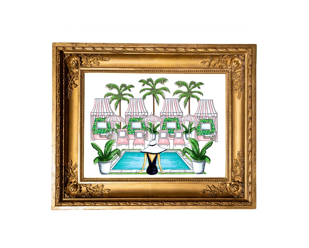 Poolside Art Print, Whimsical Hand Illustration - Etsy