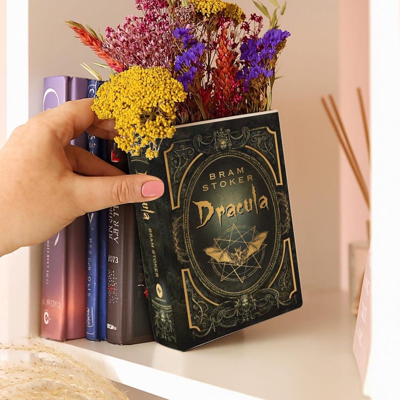 Dracula Ceramic Book Vase, Gothic Novel Decor, Dark Academia Home Decor ...