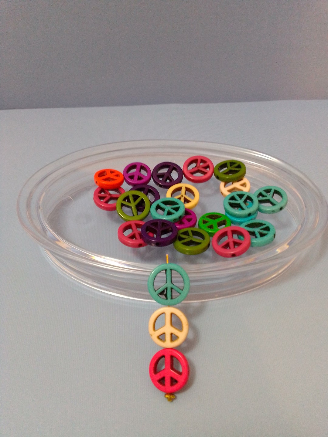 Peace Sign Beads,reconstituted Stone Beads,mixed Color Synthetic Beads ...