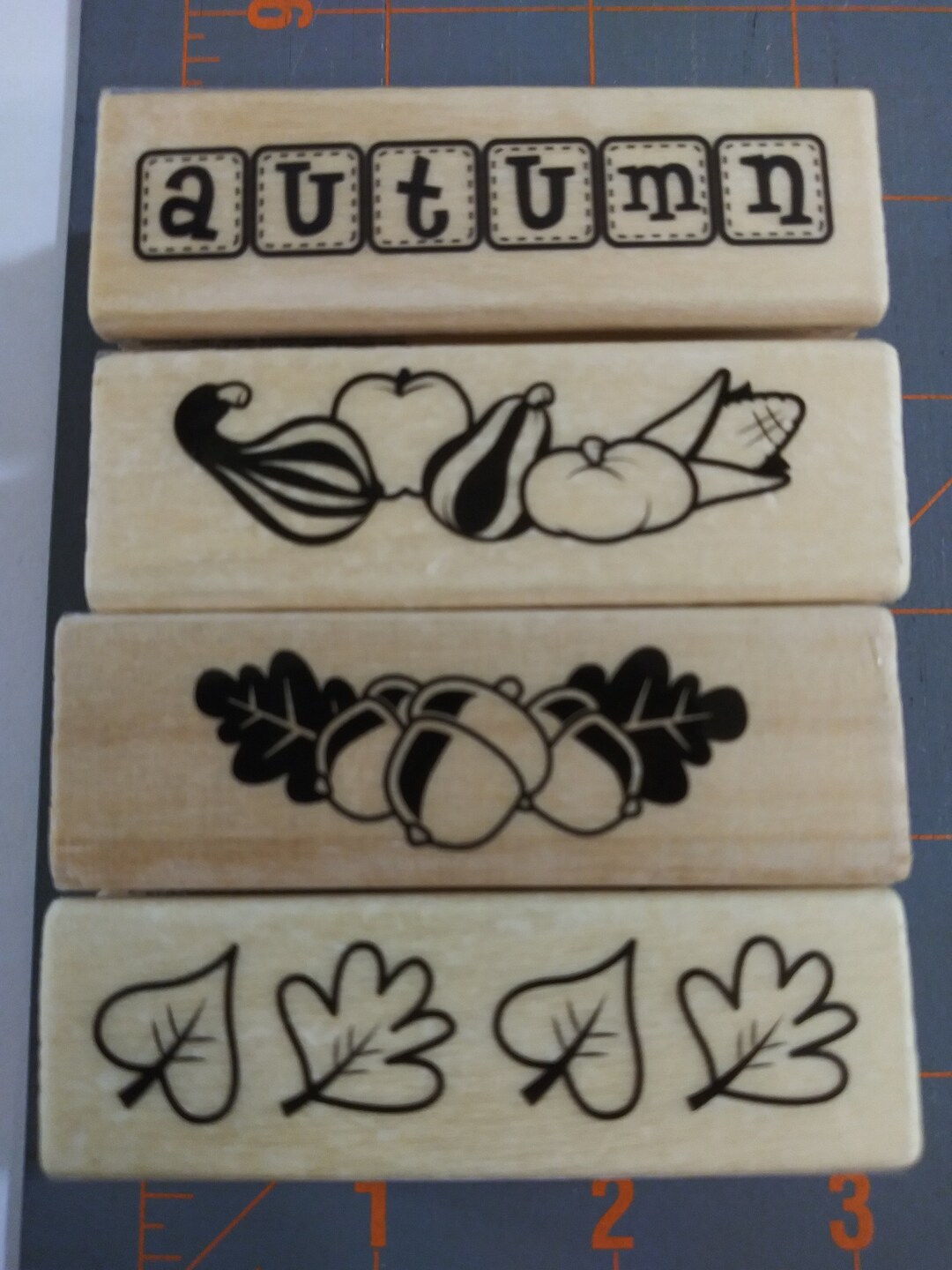 4 Pc Fall Stamp Set,holiday Rubber Stamps,autumn Stamp Set,gourd Stamp ...