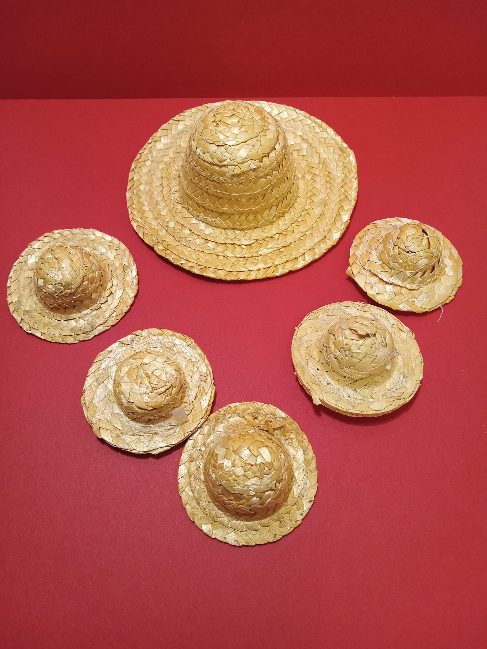 6pc Straw Hats,mini Straw Hats,2"and 4" Straw Hats,scarecrow Hats,doll ...