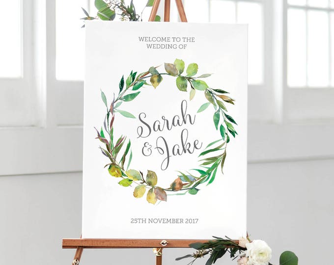 Abstract Wedding Welcome Sign Printable Modern Abstract Watercolor ...