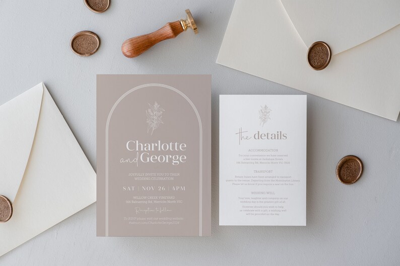 Native Australian Wedding Invitation, Beige Wedding Invite, DIY ...