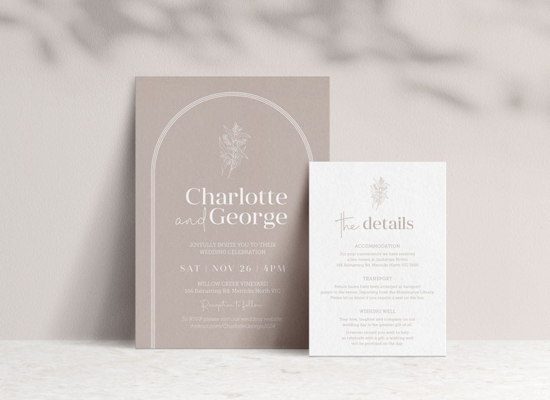 Native Australian Wedding Invitation, Beige Wedding Invite, DIY ...