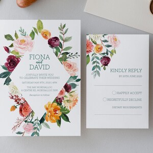 Spring Flowers, Wedding Invitation Set, Wedding Suite, Digital File ...
