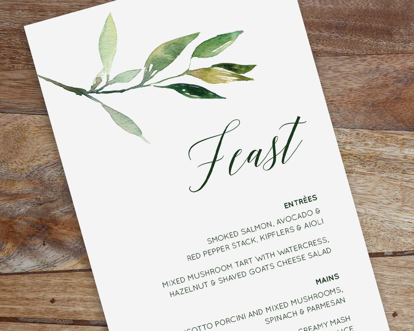 Calligraphy wedding menu feast modern calligraphy menu | Etsy