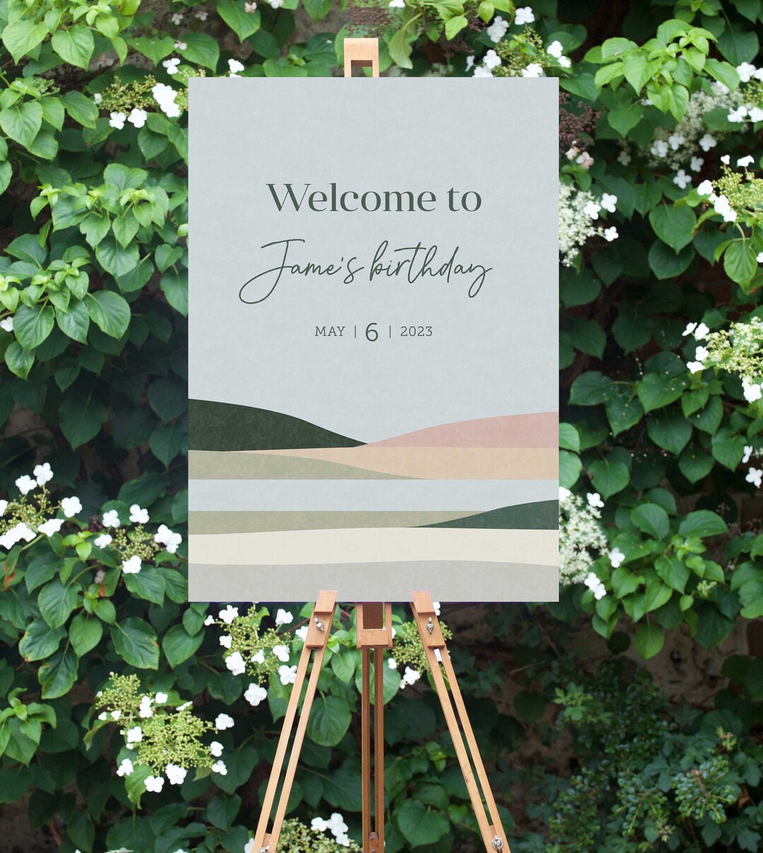 Modern Birthday Party Welcome Sign, Modern Sign, Any Age, DIY Birthday ...