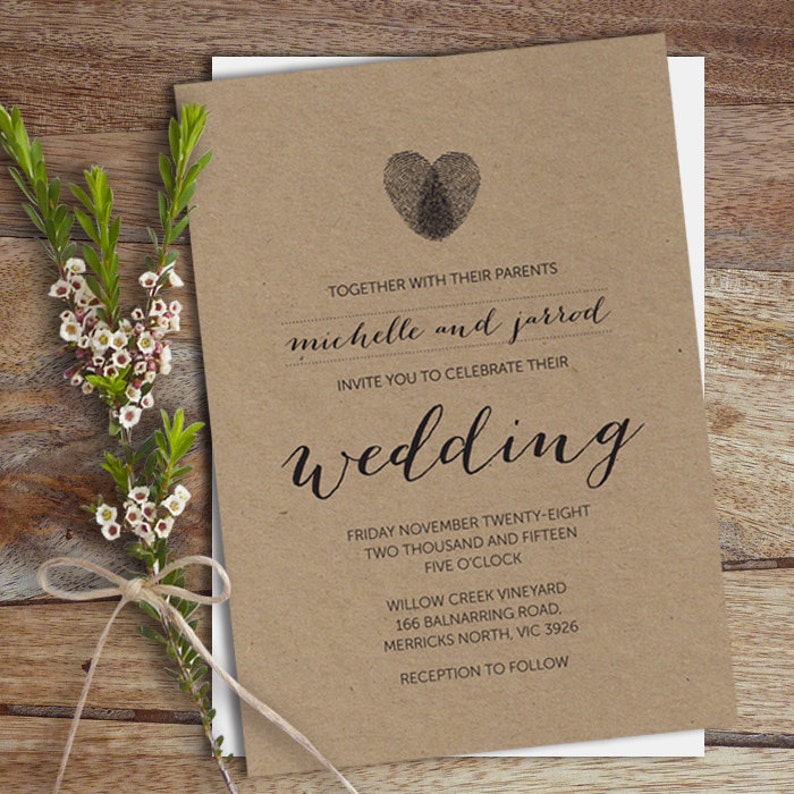 Wedding Invitation Wedding Invite DIY Printable Heart - Etsy