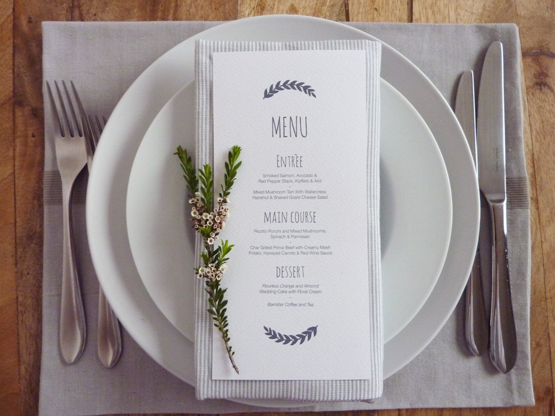 Wedding Menu Printable Custom DIY Wedding - Etsy
