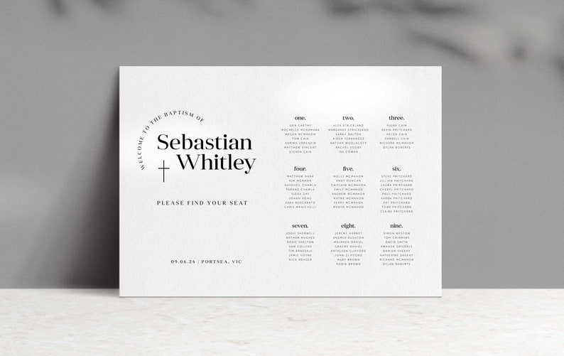 Baptism Seating Chart, Communion Seating Chart, Table Seating Chart ...