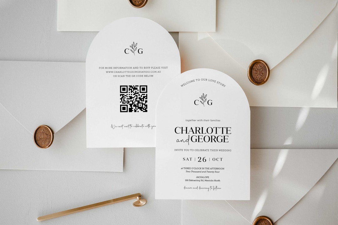 Modern Arch Monogrammed Wedding Invitation, Wedding Invite, Printable ...