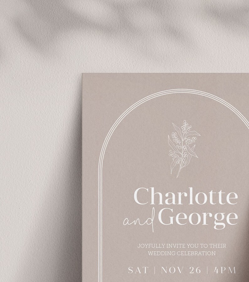Native Australian Wedding Invitation, Beige Wedding Invite, DIY ...