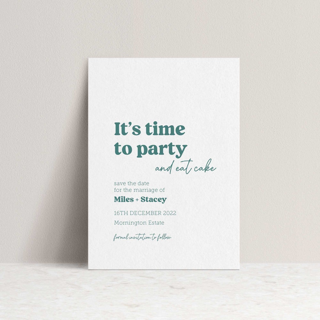 It's Time to Party and Eat Cake Invite, Modern Invite, Save the Date ...