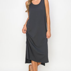 Sleeveless Scoop Neck Side Slit Tank Maxi Dress - Etsy