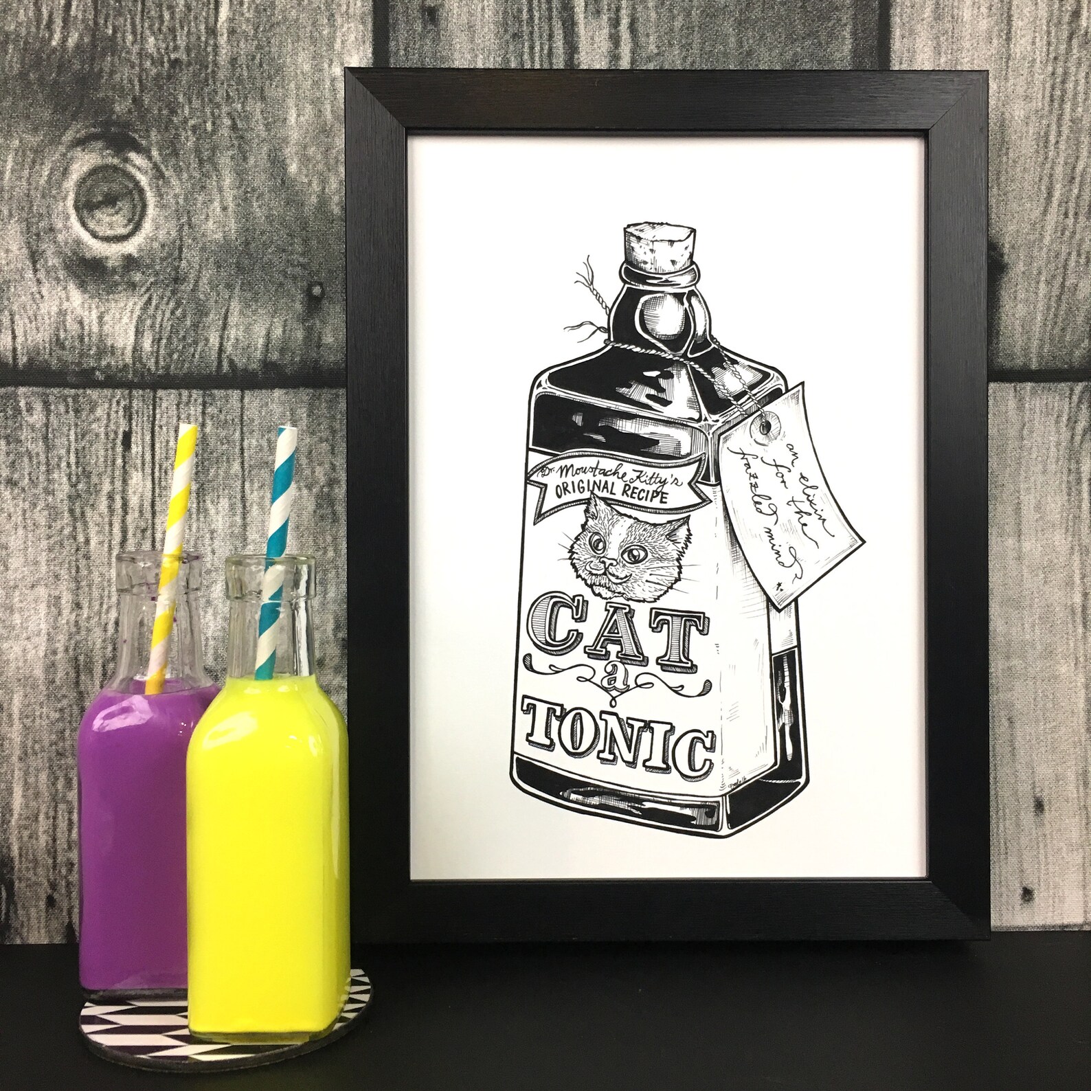 Cat-a-tonic Original Art Print Elixir Potionpoison - Etsy Canada