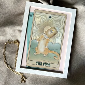 The Fool Tarot Cat Card Art Print Silly Ginger Cat , Celestial Witchy ...