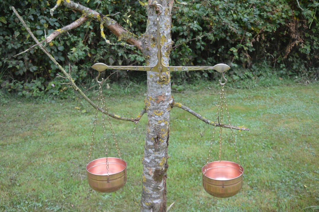 French Antique Copper Balance Scale Copper Decor Pots Brass Mount ...