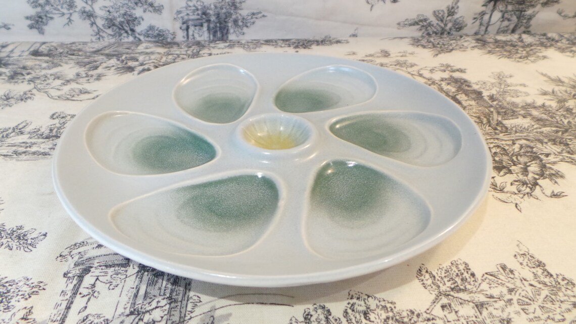 Salins Mussel Plate Huitre Mussel Fish Plate Salins Green and - Etsy