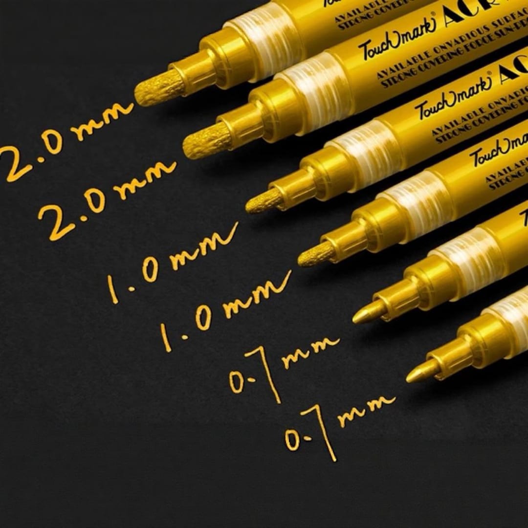 3pcs Acrylic Paint Markers Set – 0.7mm 1mm 2mm Tips, Gold Silver White ...