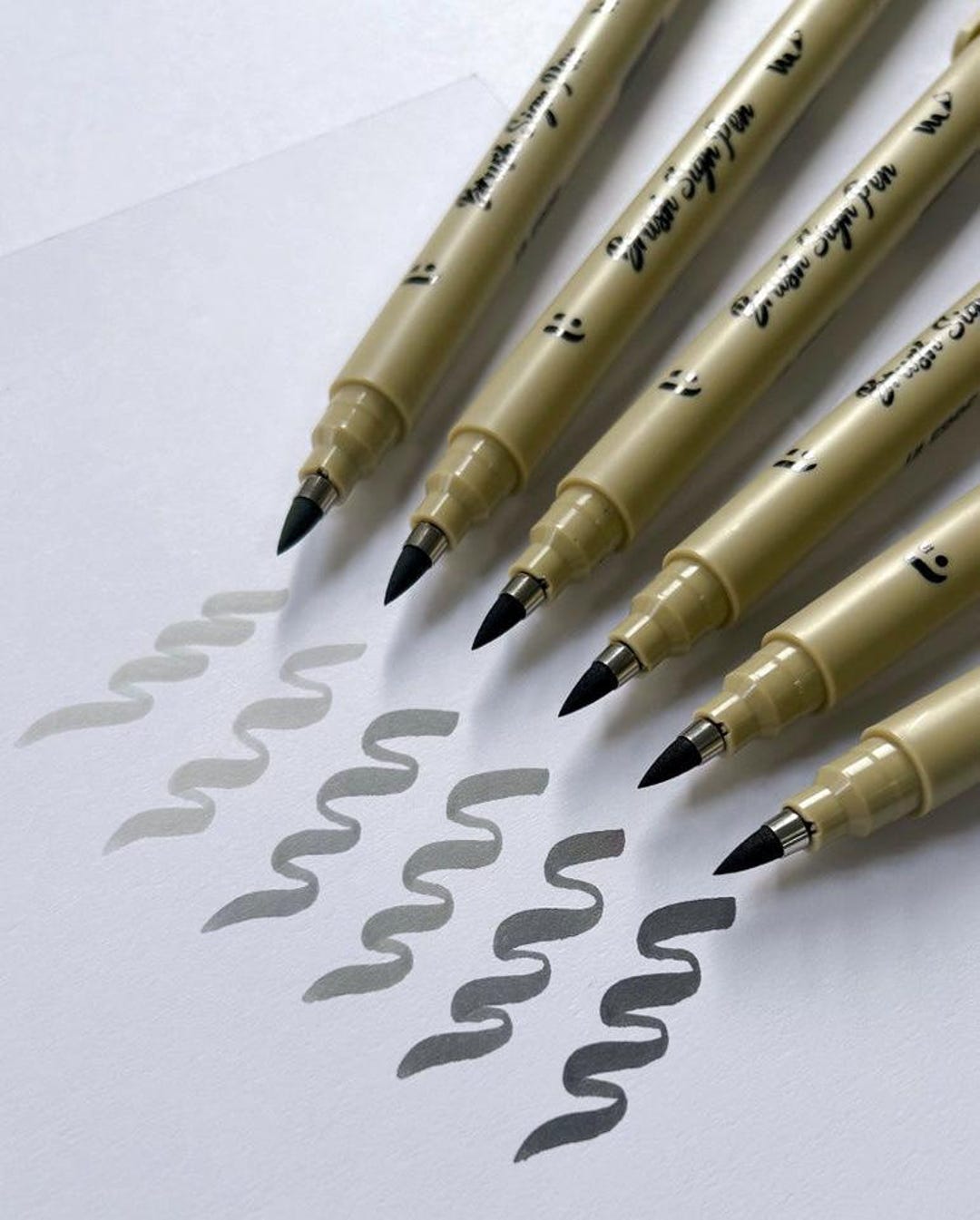 Gray Tone Soft Brush Pens | 6 Shades Waterproof Sketch, Calligraphy ...