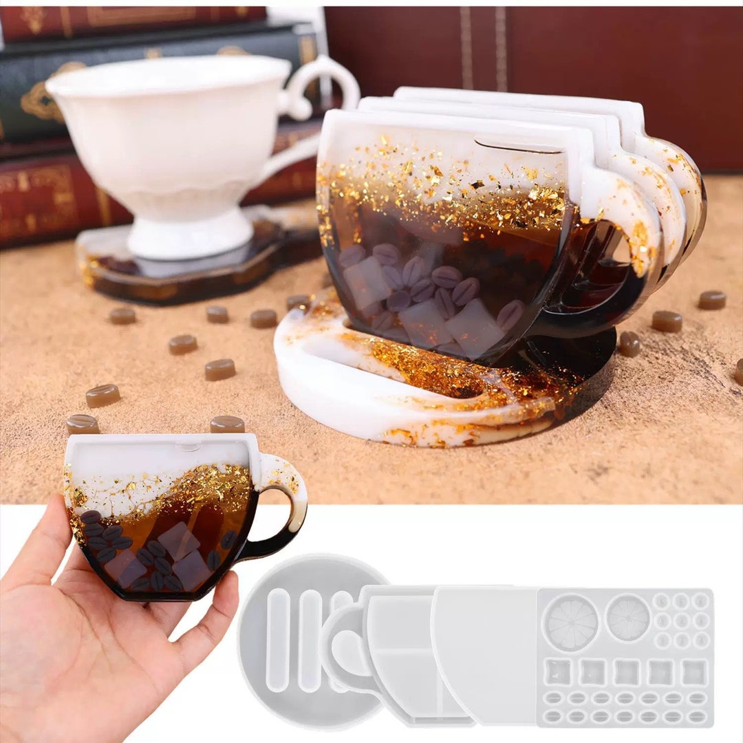 Set of Coffee Cup Resin Coaster Molds, Cup Holder Silicone Coaster ...