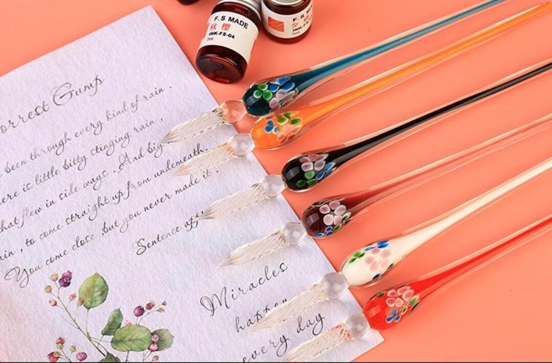Flower Petal Glass Dip Pen Spring-themed Signature Pen Handcrafted ...