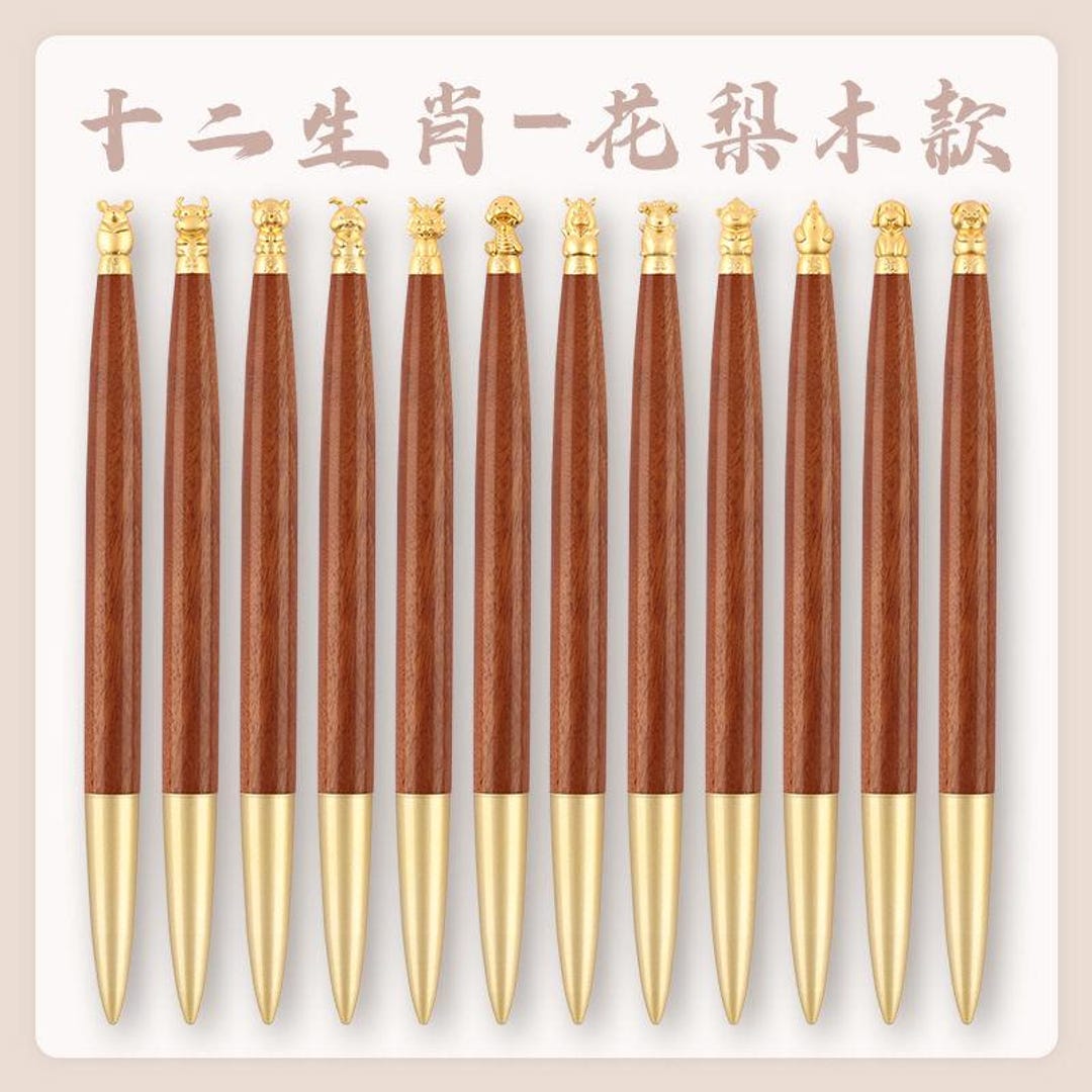 Elegant Brass Zodiac Snake Pen - Rosewood Barrel Luxury Gel Ink Writing ...