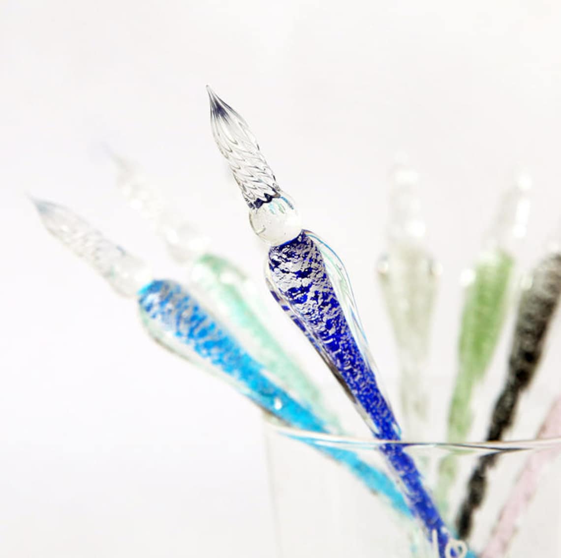 Elegant Glass Dip Pen Set With Ink Well - Colorful Calligraphy Writing ...