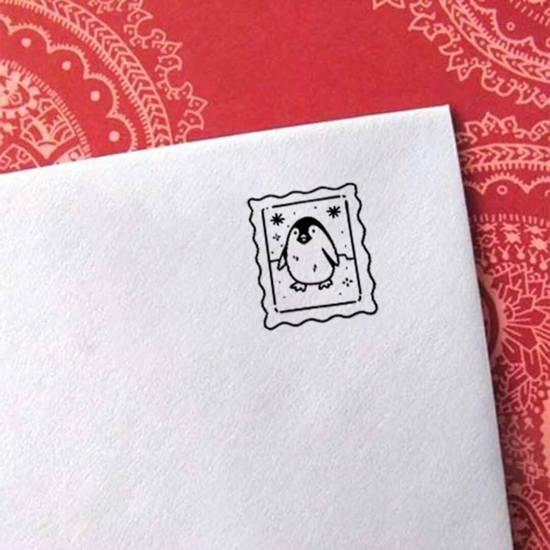 Cute Penguin Ex Libris Stamp Bookplate Stamp, Library Stamp Rubber ...