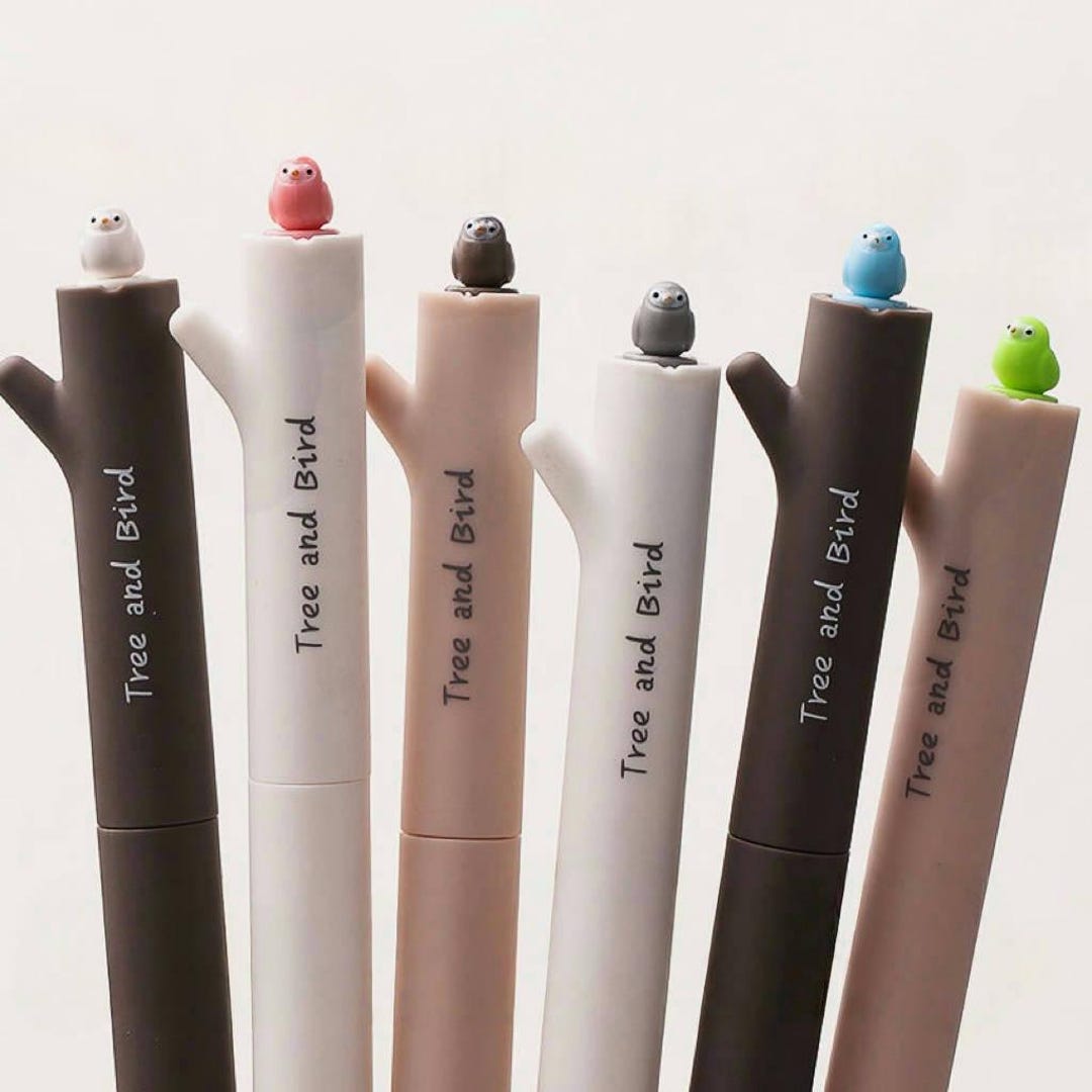 Cute Bird Gel Pens Set of 6 – 0.5mm Fine Tip, Quick Dry, Retractable ...