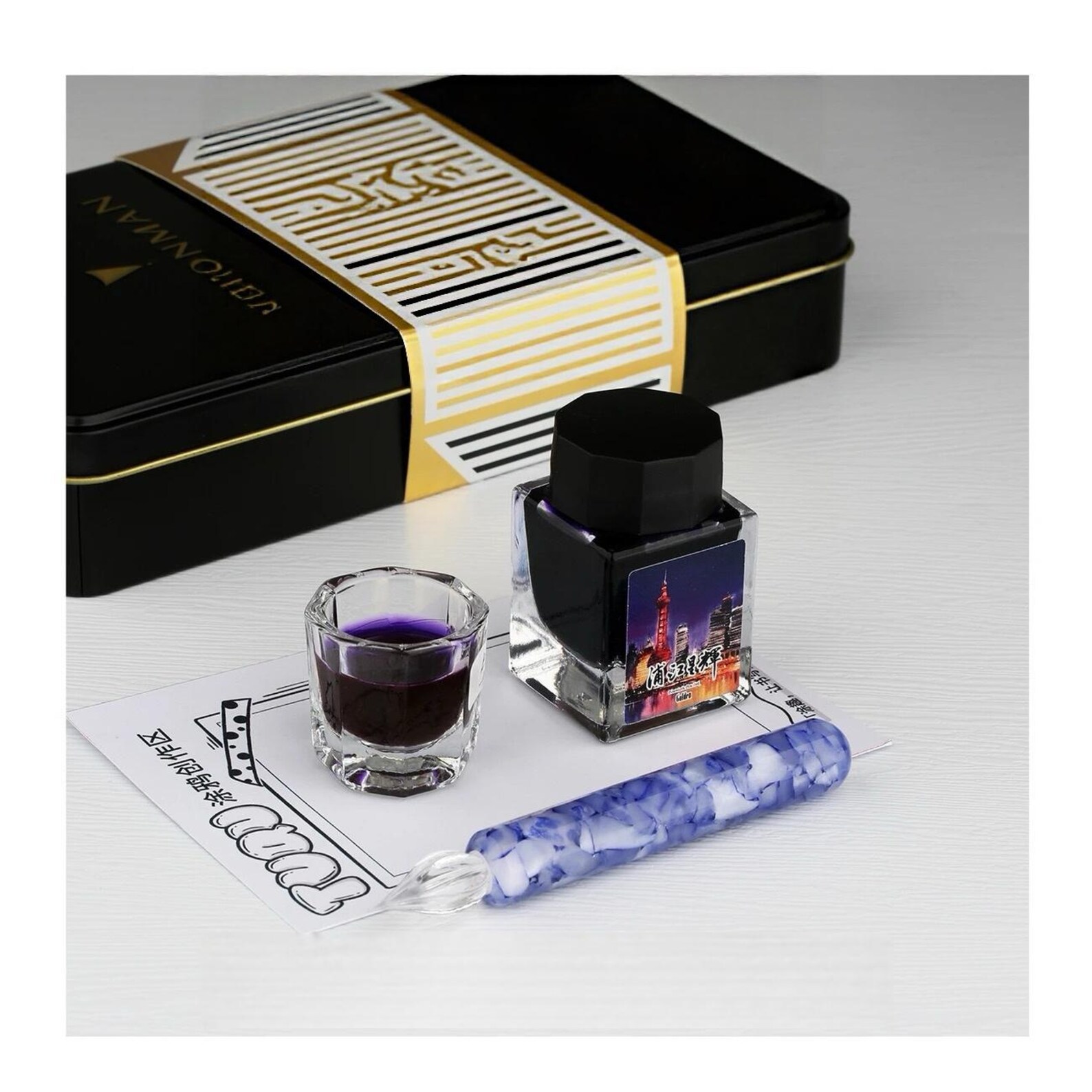 Glass Dip Pen Ink Set – 8 Color Options, Handmade Calligraphy Pen With ...