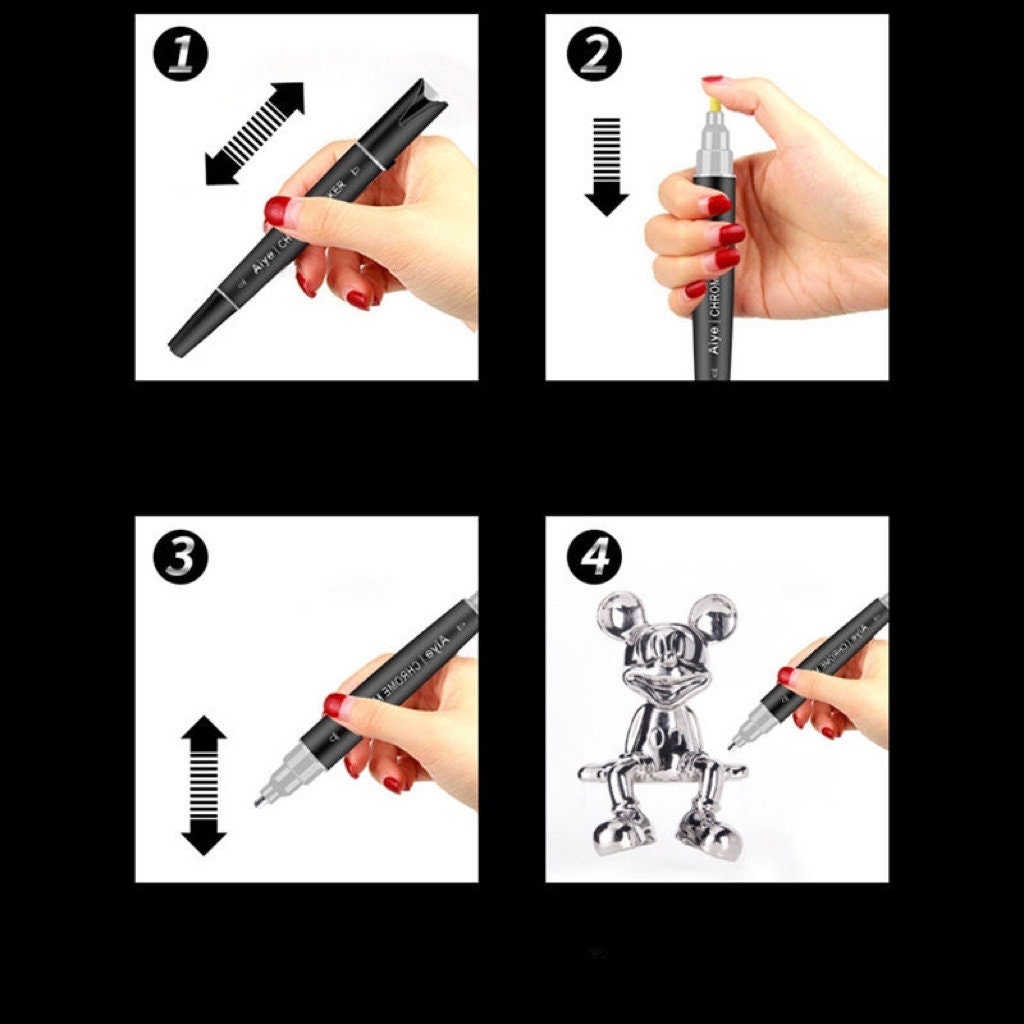 Chrome Marker Pens - High-gloss Mirror Finish, Metal Pen, Reflective ...
