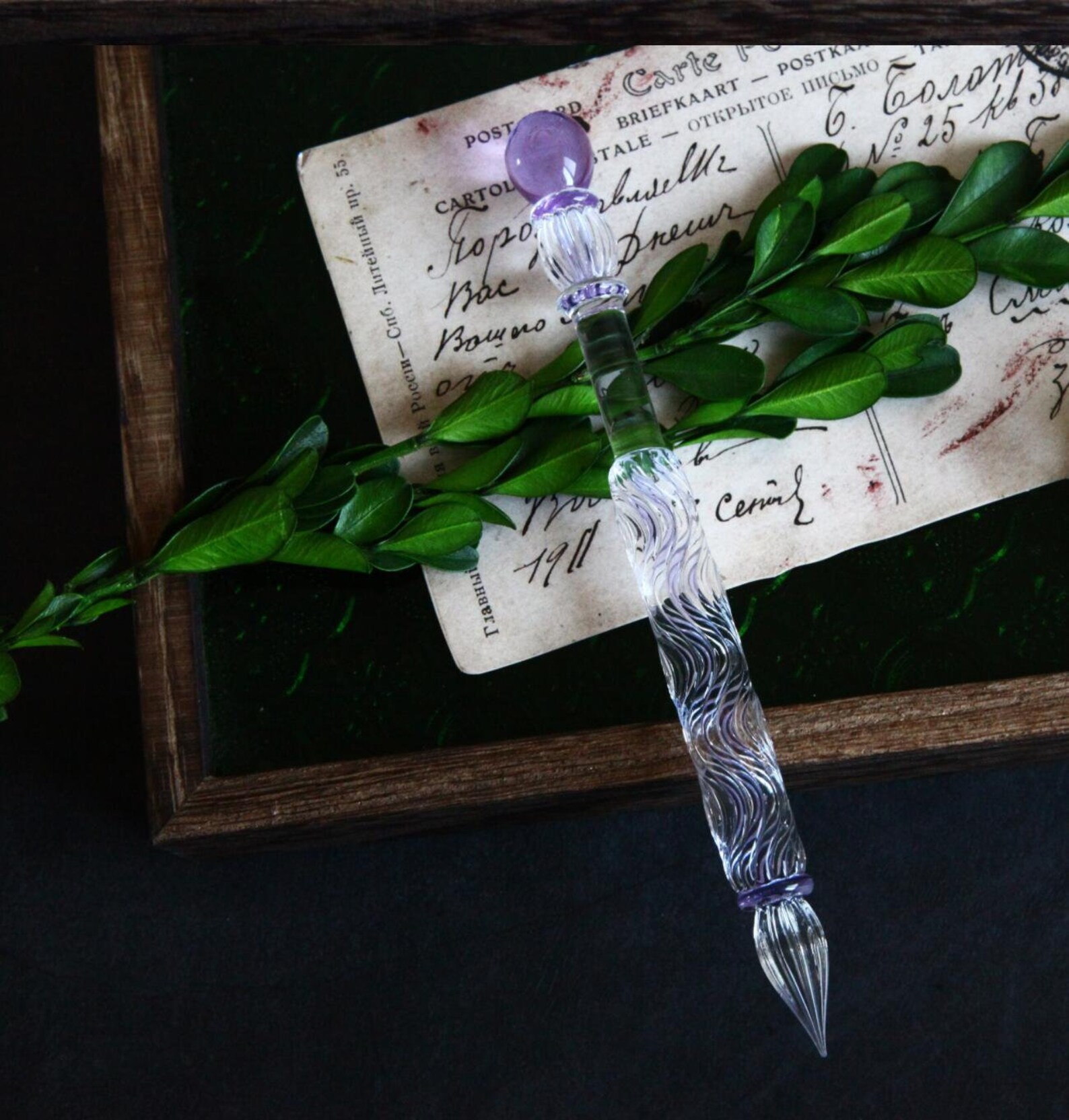 Mystic Glass Dip Pen, Handblown Crystal Calligraphy Pen With Orb End ...