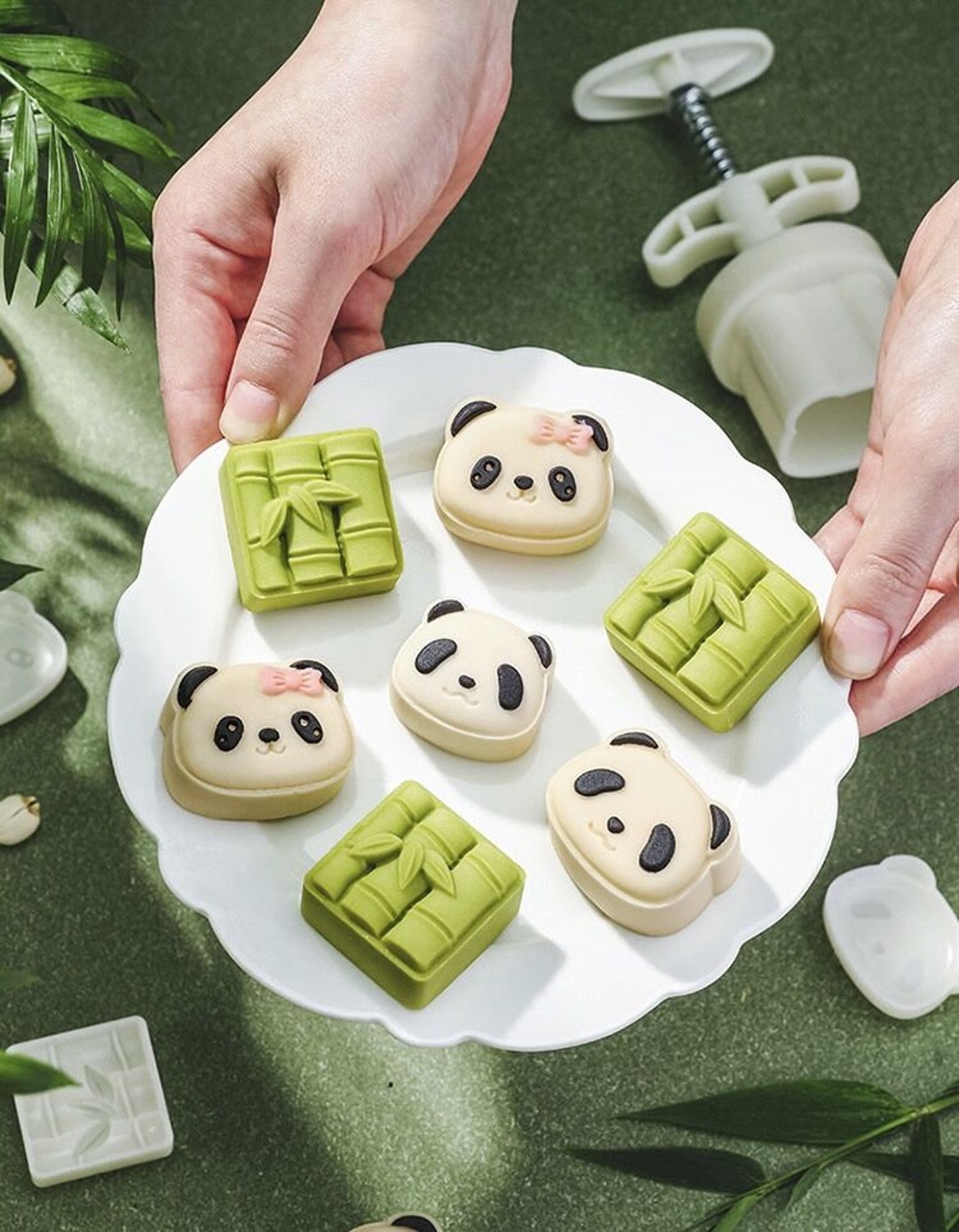 Panda Bamboo Mooncake Mold Cookie Stamp Mung Bean Cake Mold Chinese ...