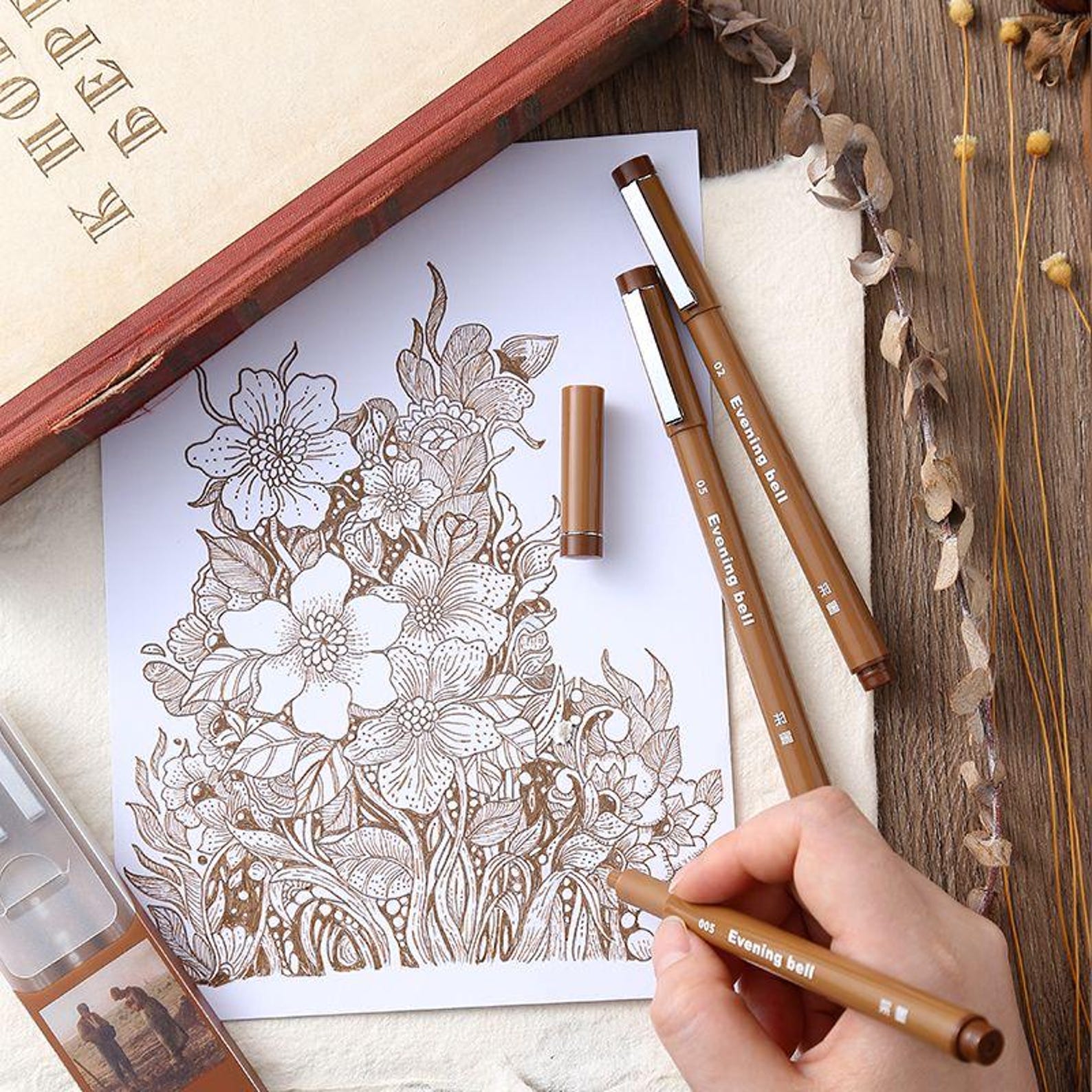 Set of 3 Brown/black Waterproof Fineliner Drawing Pens, Art Sketch ...