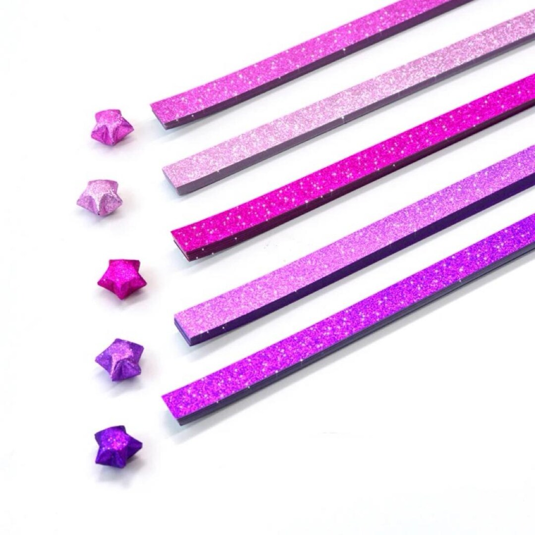200 Sheets Glitter Star Origami Paper, Purple, Pink, Hot Pink Colored ...