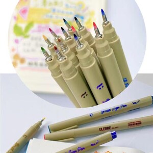 12 Color Set Soft Brush Tip Vintage Art Pens, Calligraphy, Hand-drawn ...